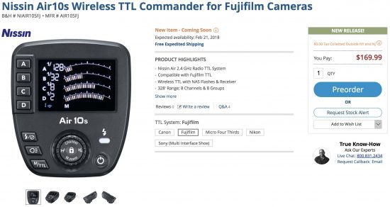 Delayed Nissin Air10s Wireless TTL Commander Shipping February 21st ...