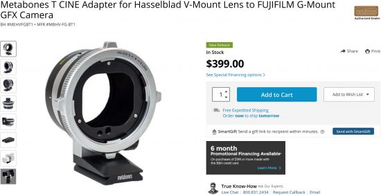 Now Available Metabones Hasselblad V to Fuji G mount (GFX) Speed ...