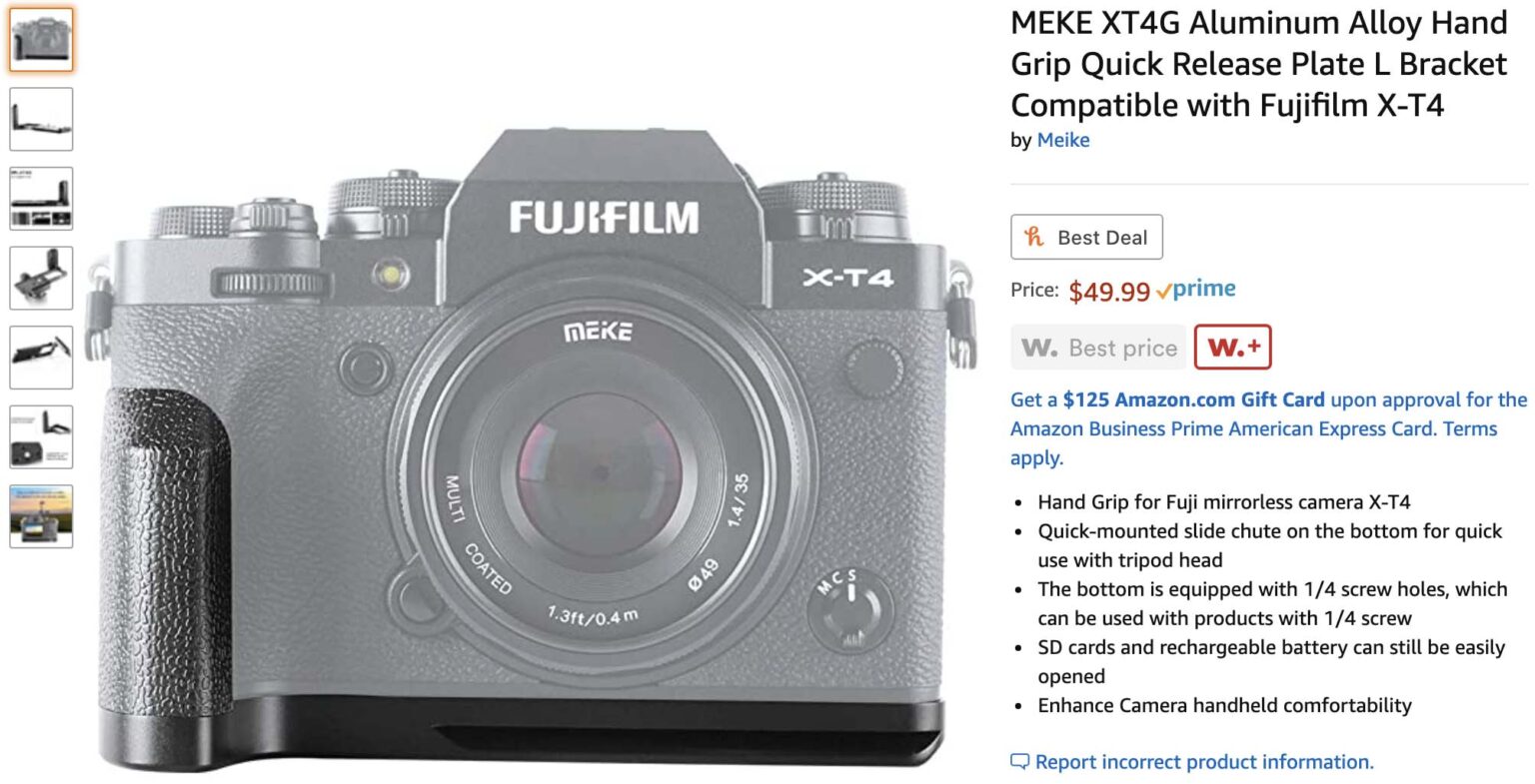 Fujifilm X-T4 MEKE XT4G Aluminum Alloy Hand Grip Quick Release Plate L ...