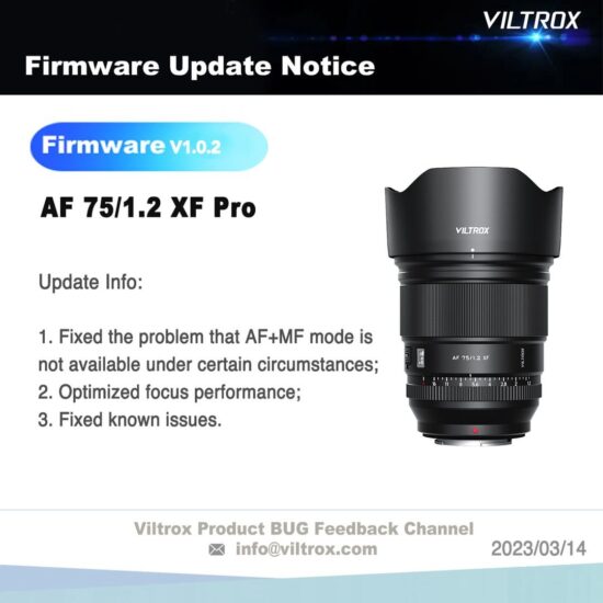 Viltrox 75mm f/1.2 Pro XF Firmware Update Reviews - Fuji Addict